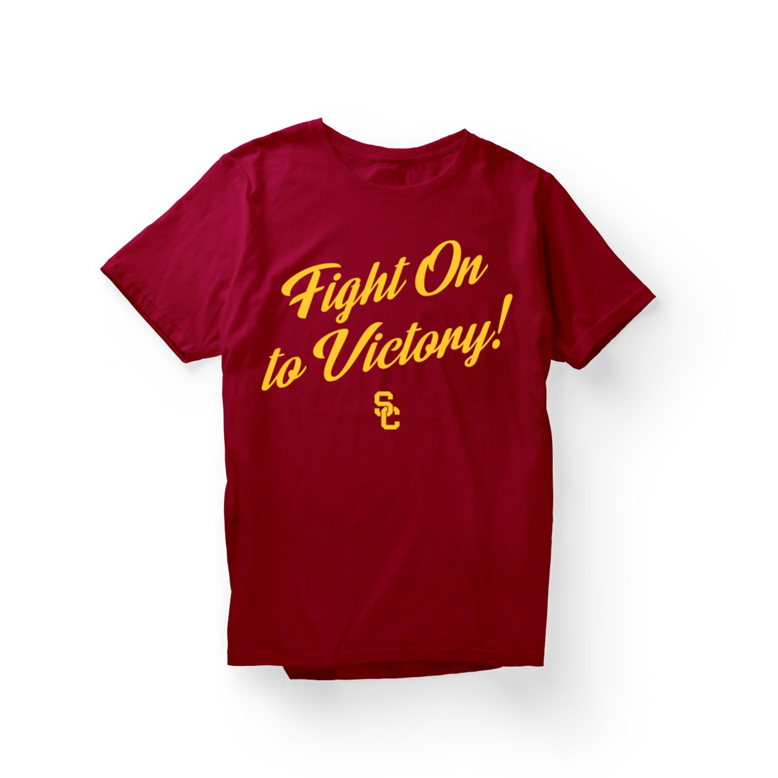 USC Trojans Team Trojan Cardinal SC Interlock Fight on to Victory T-Shirt