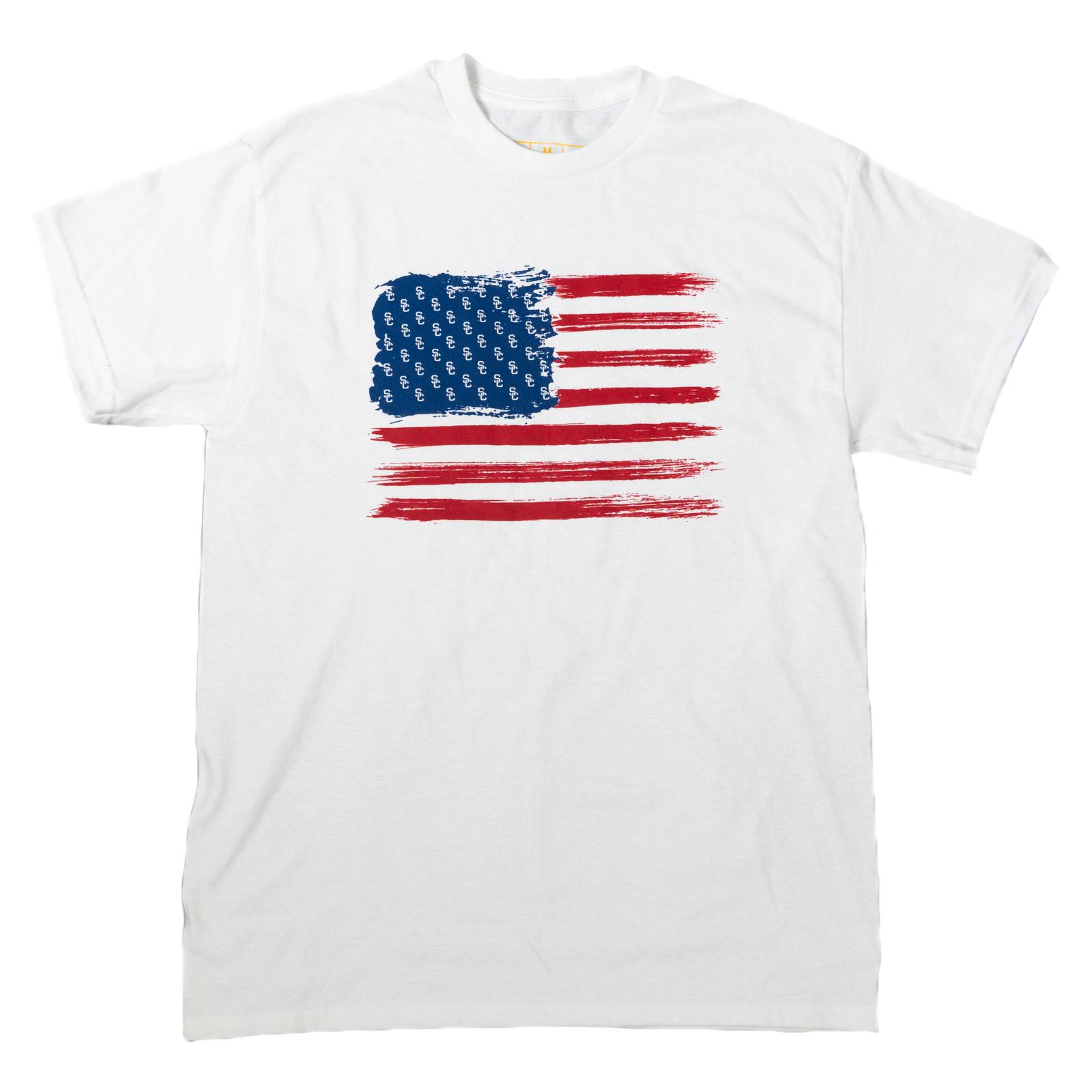 USC Trojans White SC Interlock Stars and Stripes Distressed Flag T ...