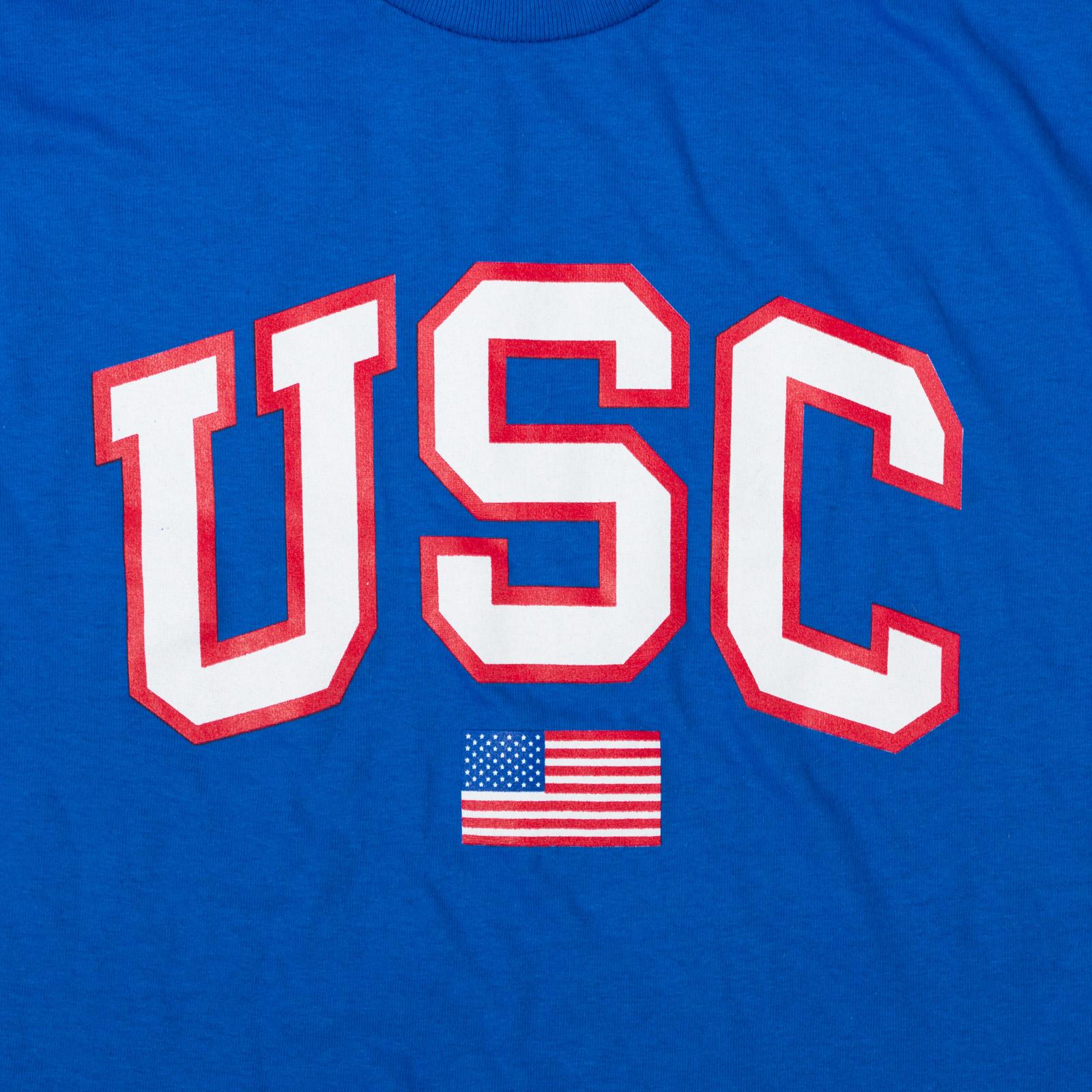 USC Trojans Blue Arch Over US Flag T-Shirt | USC Bookstores