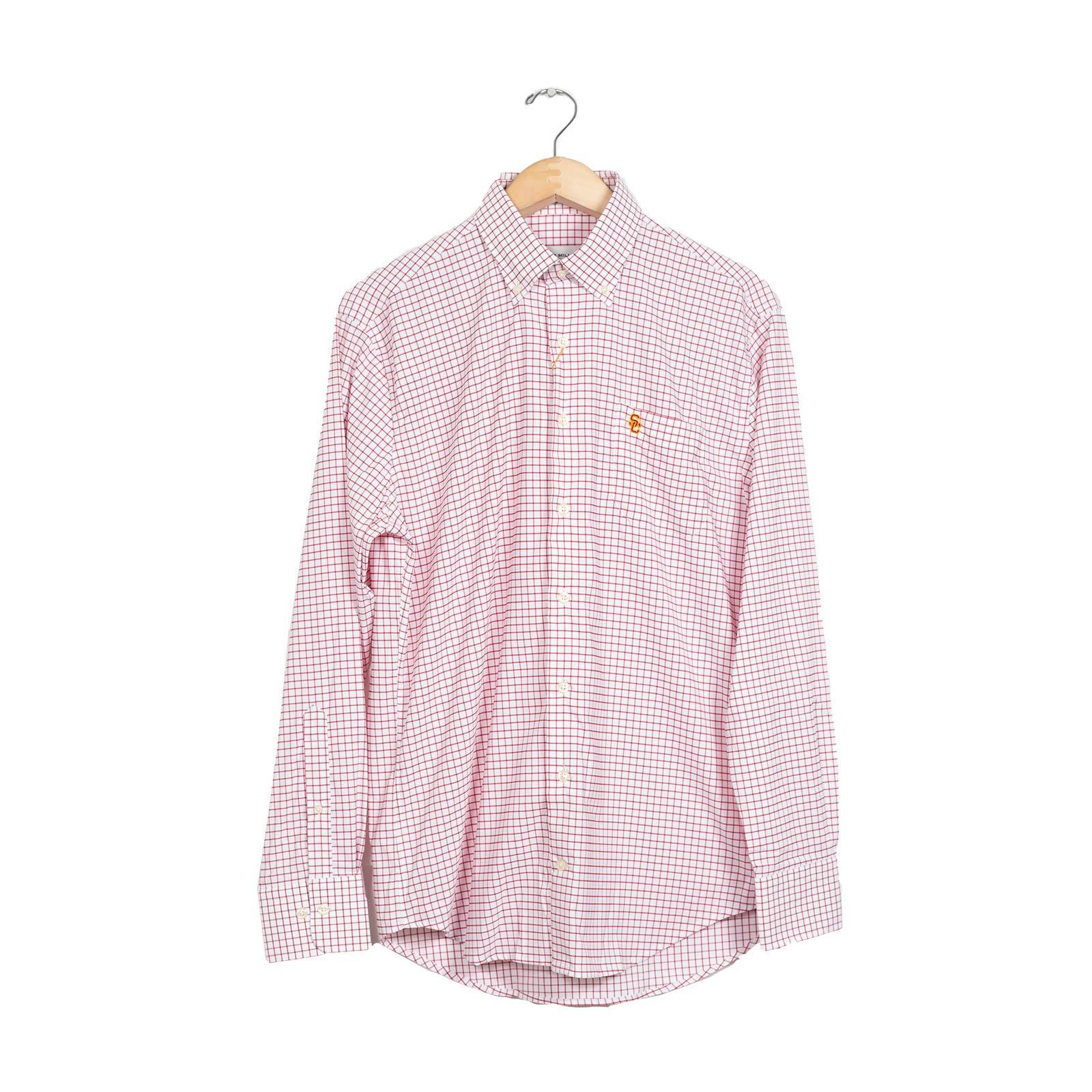 USC Trojans SC Interlock Tattersall Woven Dress Shirt | USC Bookstores