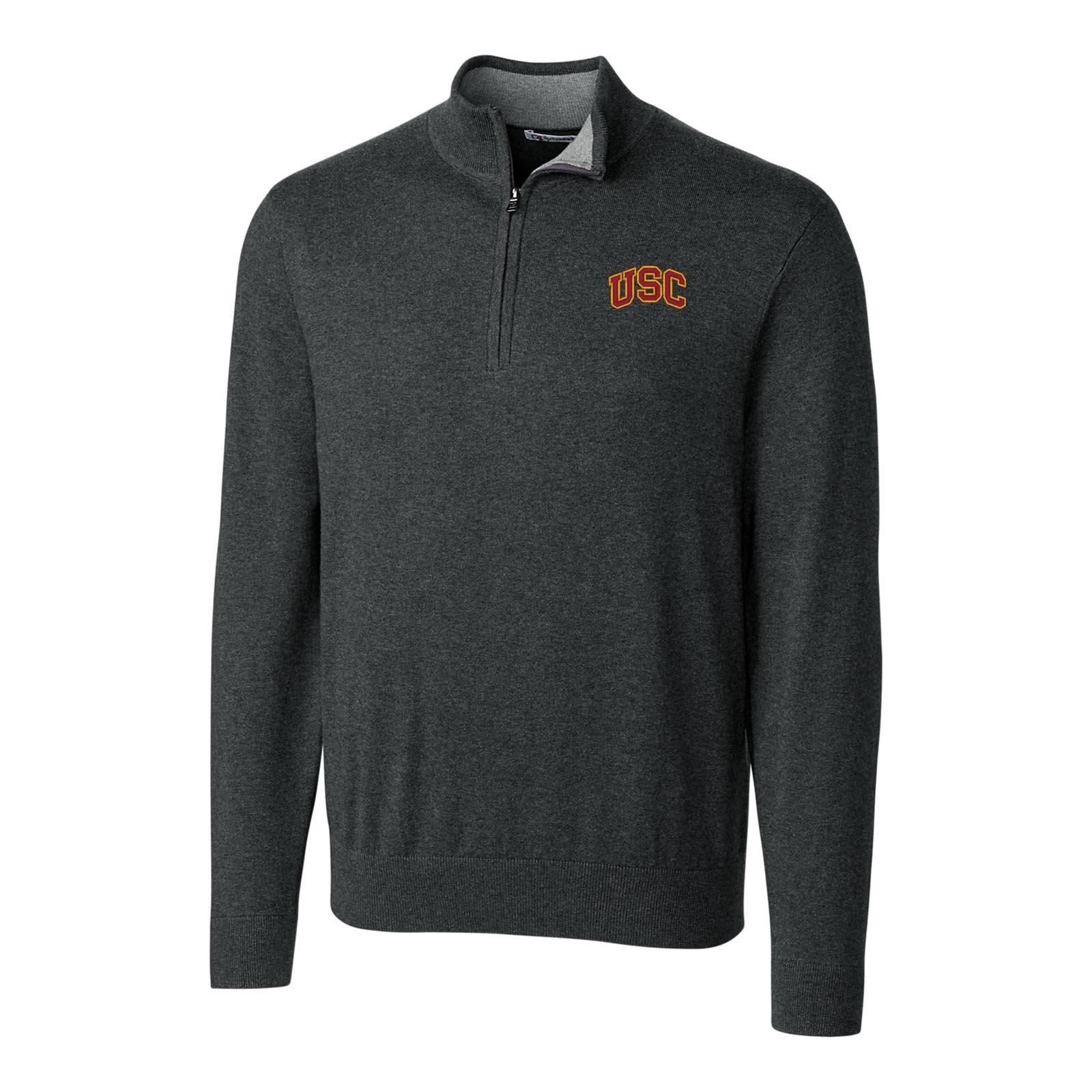 USC Trojans Men's Charcoal Lakemont Tri-Blend 1/4 Zip Sweater | USC ...