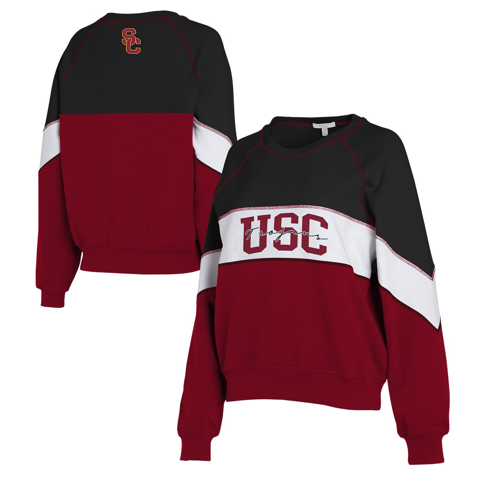 USC Trojans Women's Cardinal Colorblock Crew Neck Sweatshirt | USC ...