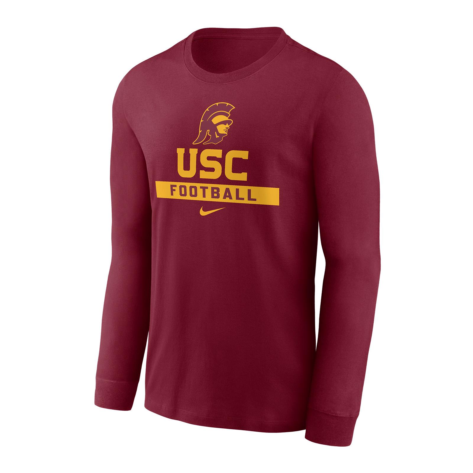 USC Trojans Men's Nike Cardinal Football Cotton Long Sleeve T-Shirt ...