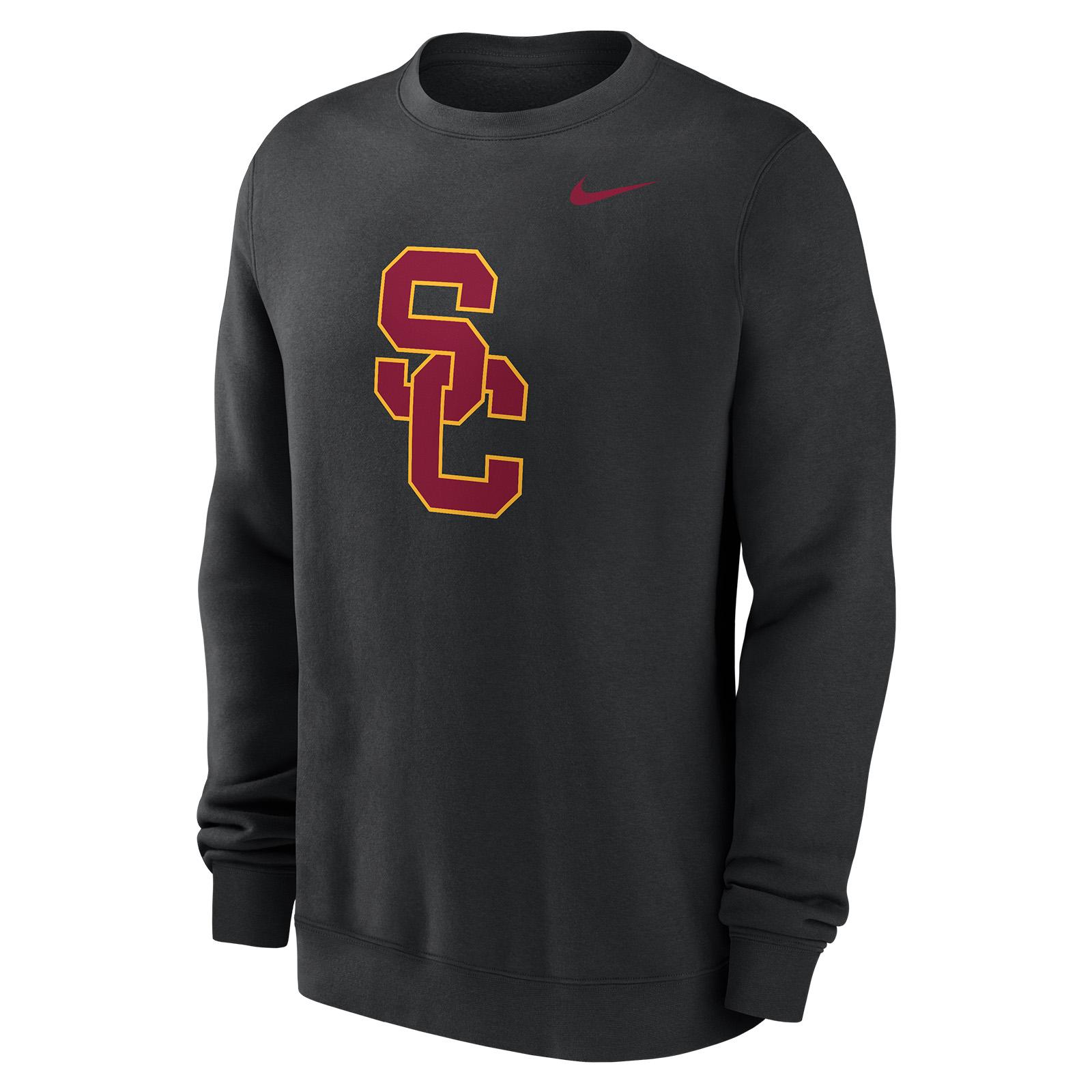 USC Trojans Men's Nike Black SC Interlock Logo Fleece Crew Neck ...