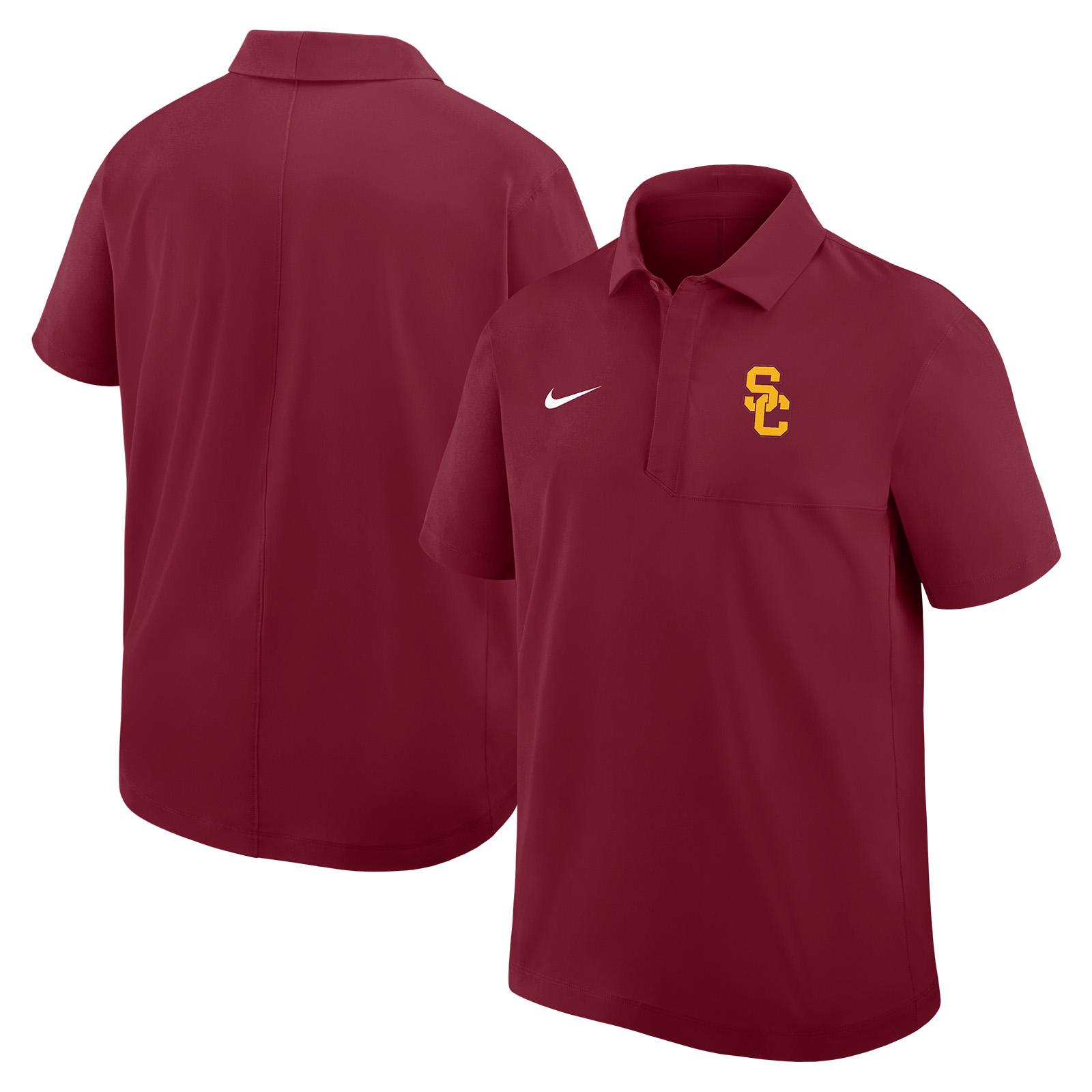 USC Trojans Men's Nike Cardinal SC Interlock Dri-FIT Coaches Woven Polo ...