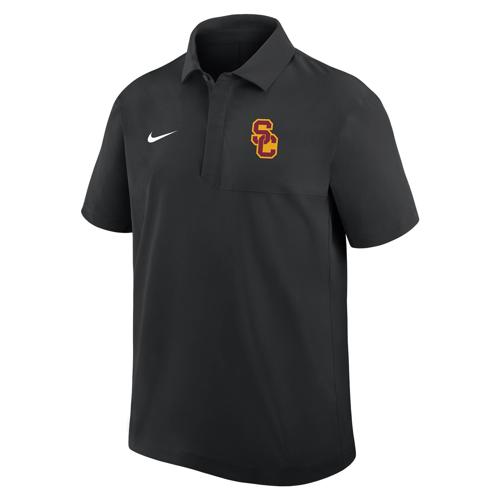USC Trojans Men's Nike Black SC Interlock Dri-FIT Coaches Woven Polo ...