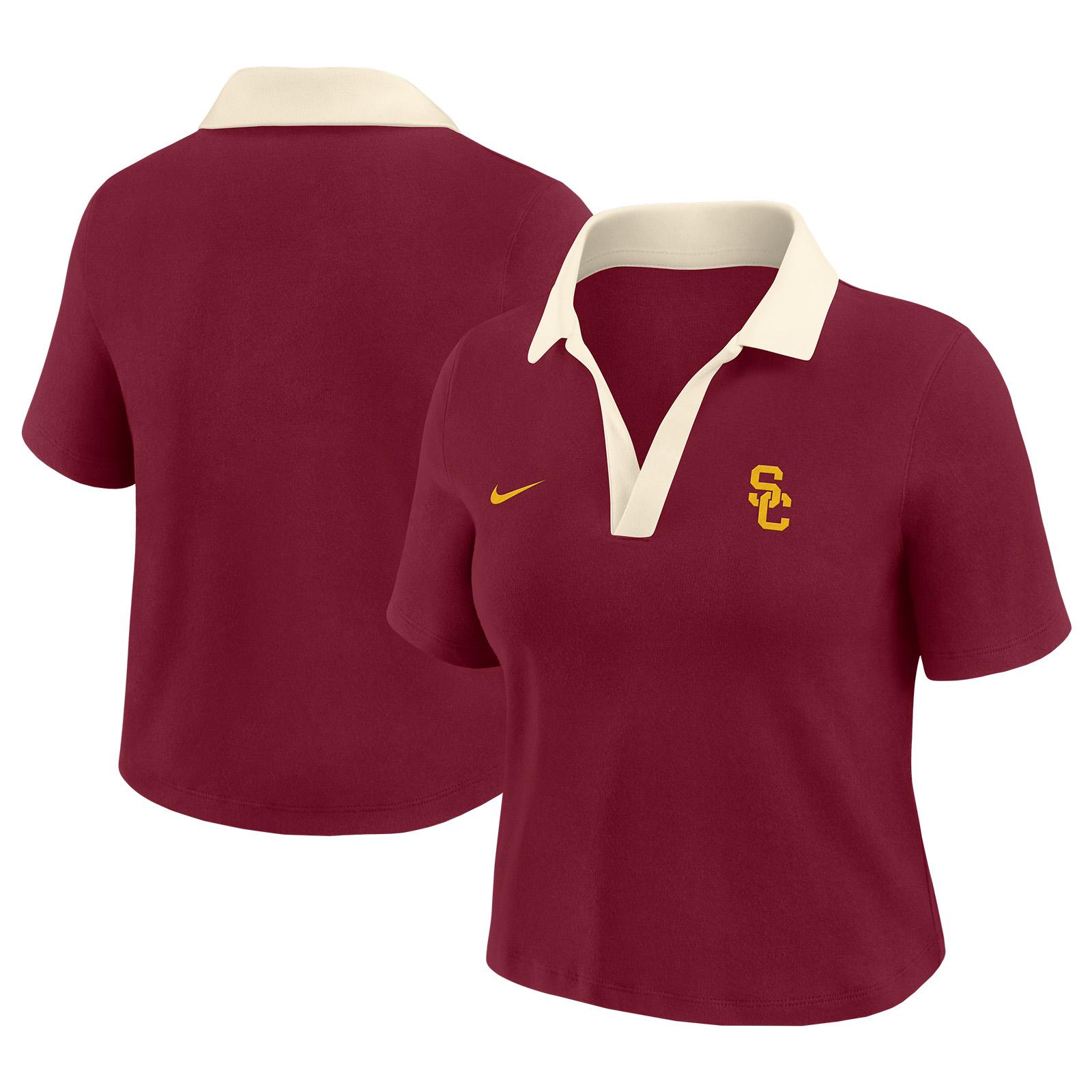 USC Trojans Women's Nike Cardinal SC Interlock Polo Crop Top | USC ...