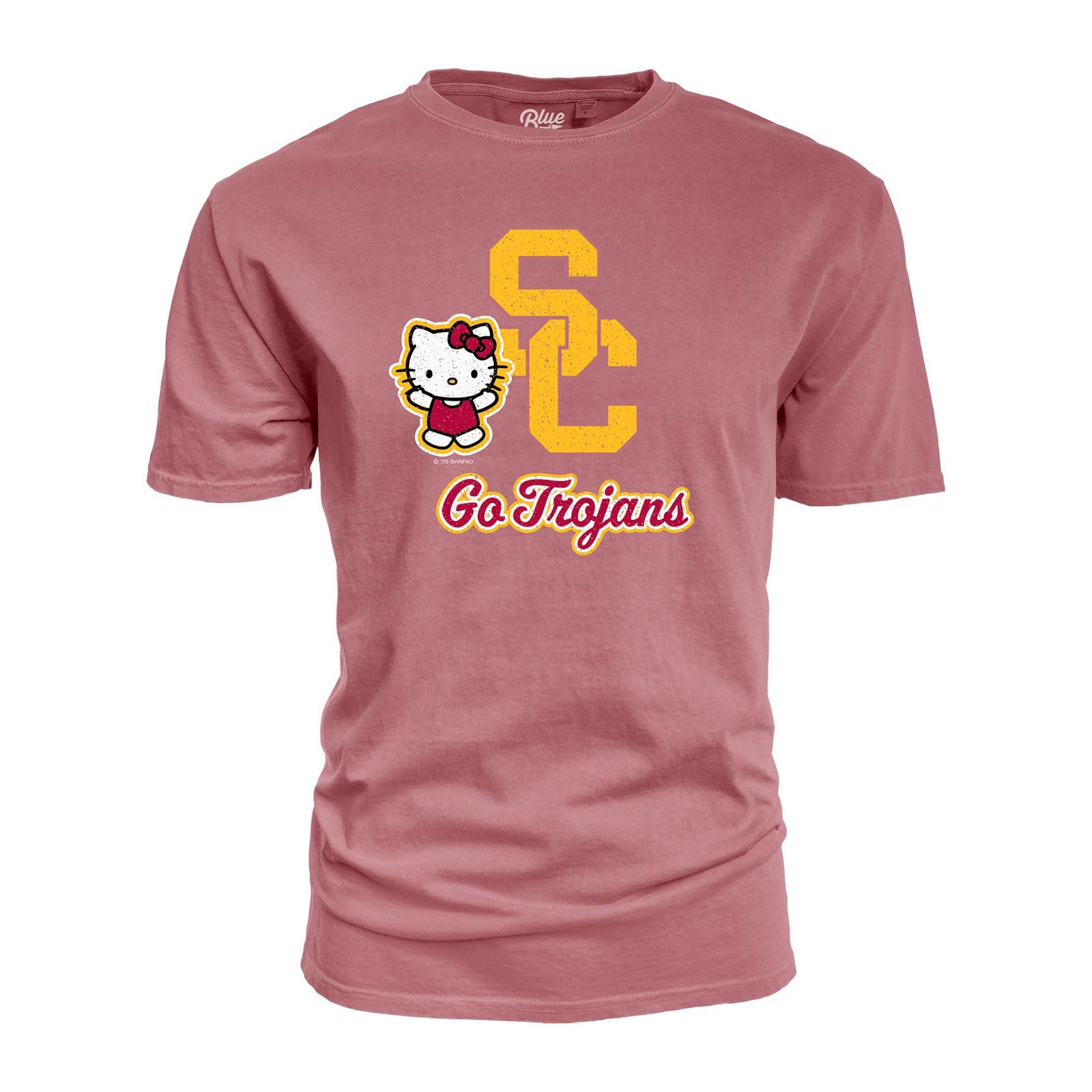 USC Trojans Unisex Pink Hello Kitty Get Hyped Dyed Ringspun T-Shirt