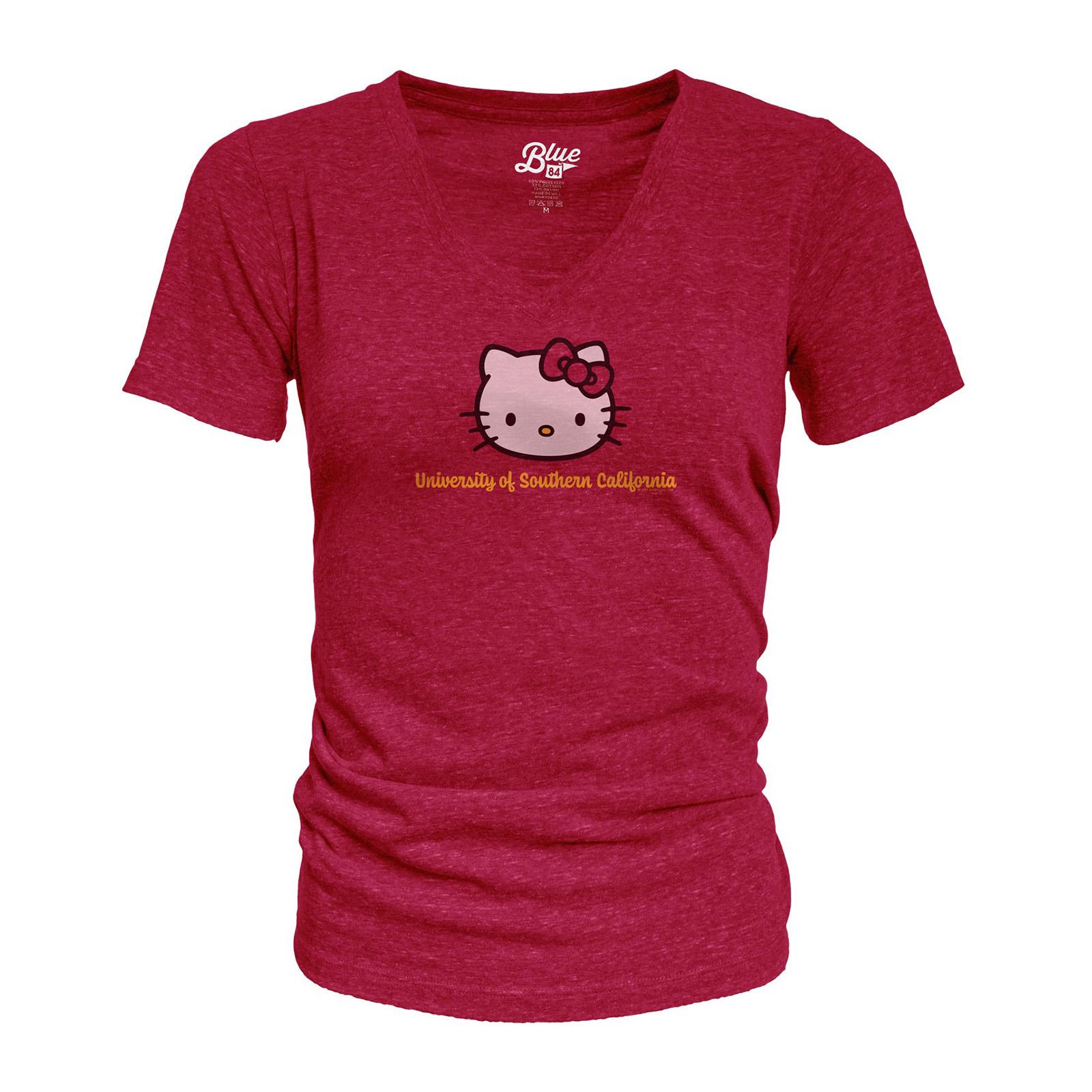 USC Trojans Women's Cardinal Hello Kitty Bow Out Soft Tri-Blend T-Shirt