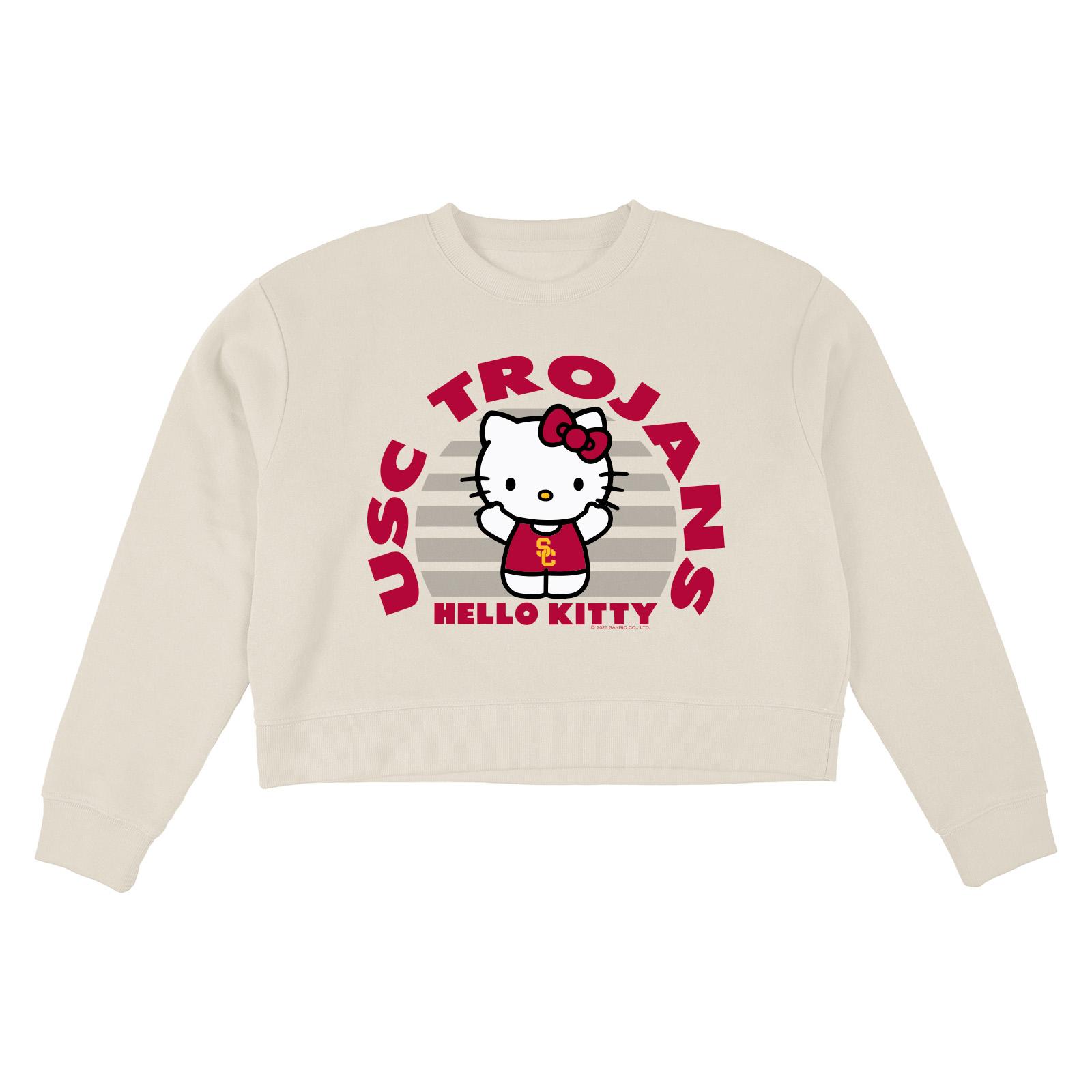 USC Trojans Women's Ivory Hello Kitty Shine A Light Cloud Fleece Sweatshirt