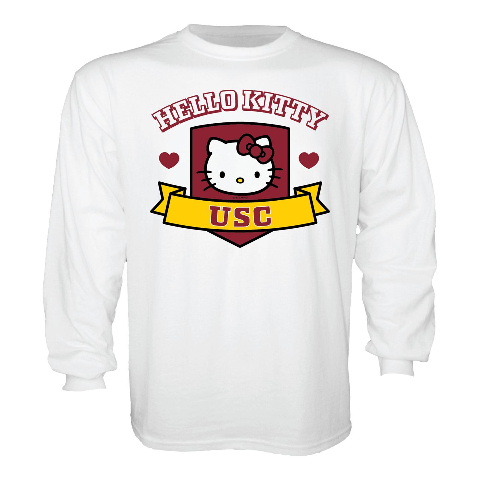 USC Trojans Youth White Hello Kitty Evaline Youth Cotton Long Sleeve T ...