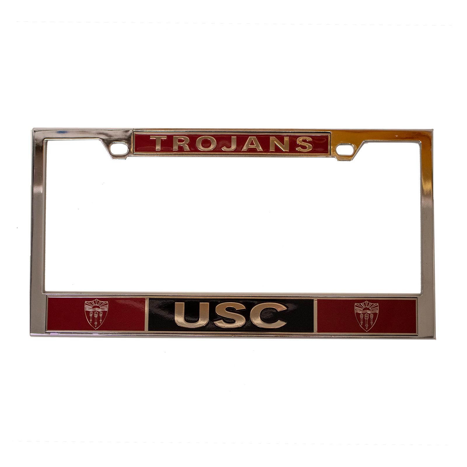 USC Trojans Chrome Shield License Plate Frame | USC Bookstores