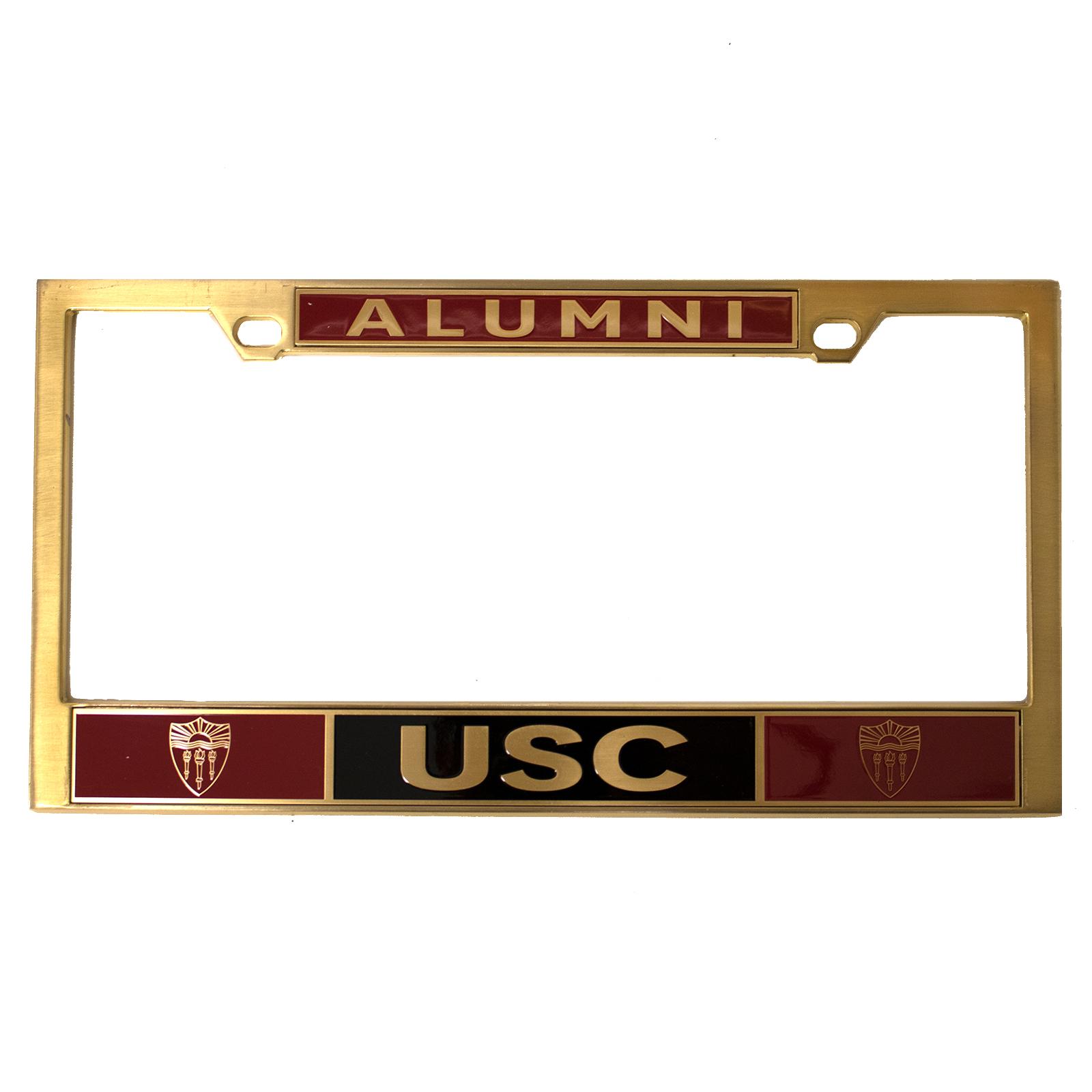 USC Trojans Brass Shield Alumni License Plate Frame | USC Bookstores