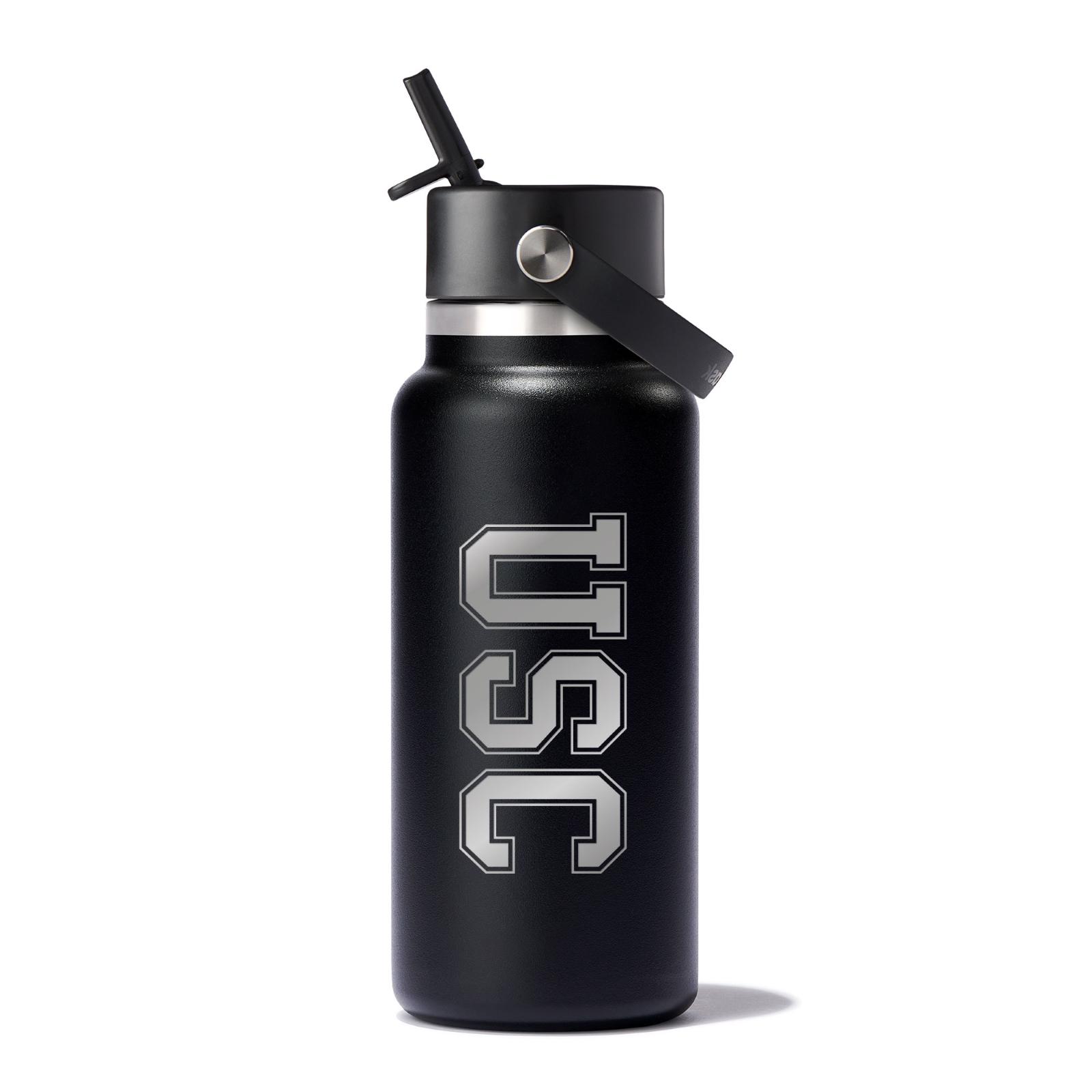 USC Trojans Black Engraved Hydro Flask 32oz Wide Mouth Straw Lid | USC ...